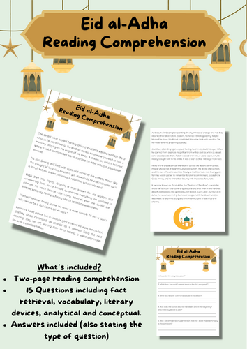 Eid al-Adha End of Year Lesson - Reading Comprehension + Creative ...