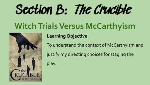 Drama GCSE The Crucible Revision McCarthyism | Teaching Resources