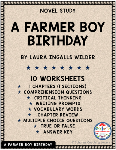 A FARMER BOY BIRTHDAY Novel Study Comprehension, Critical Thinking ...