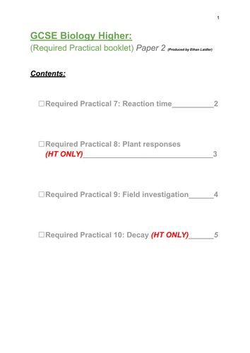 AQA GCSE Biology Combined Higher Paper 2 Revision Guide and Required ...