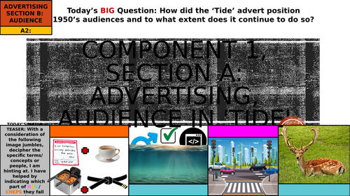 EDUQAS 2024 ONWARDS A2 COMP 1, ADVERTISING REMASTERED : AUDIENCE IN 'TIDE' | Teaching Resources