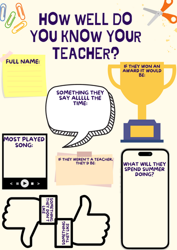 How well do you know your teacher? | Teaching Resources