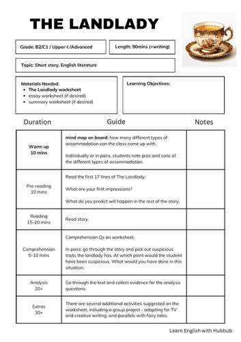 The Landlady | Teaching Resources