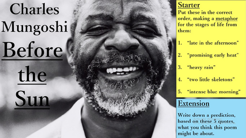Before the Sun by Charles Mungoshi - Full Lesson Activities - CIE ...