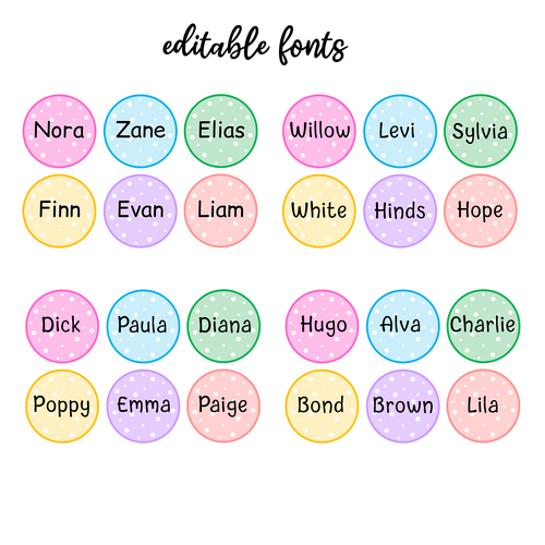 Printable Pastel Polka Dots Student Name Labels, Cubby Labels, Circle ...