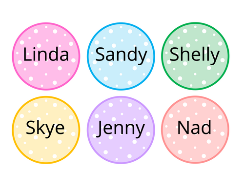 Printable Pastel Polka Dots Student Name Labels, Cubby Labels, Circle ...