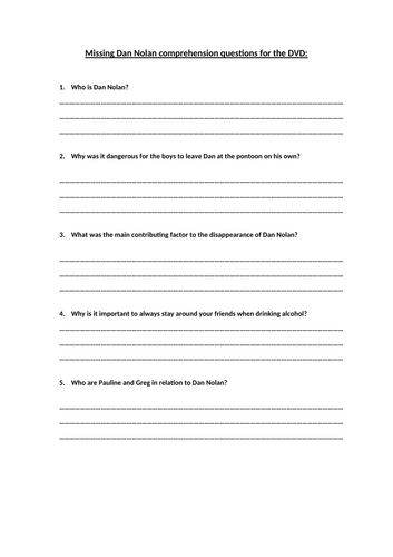 Missing Dan Nolan scheme of work. | Teaching Resources
