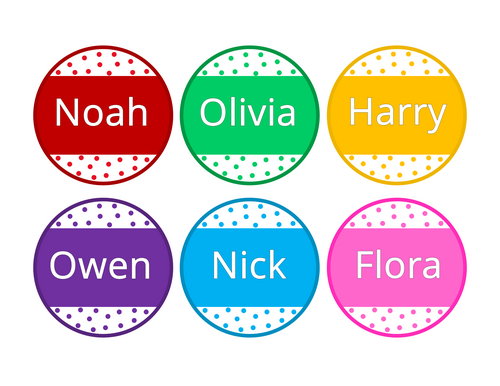 Printable Bright Polka Dots Student Name Labels, Editable Cubby Labels ...