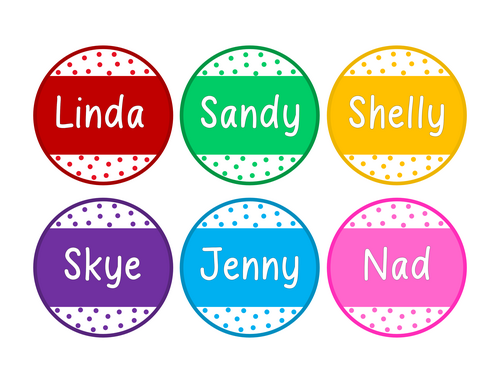 Printable Bright Polka Dots Student Name Labels, Editable Cubby Labels ...