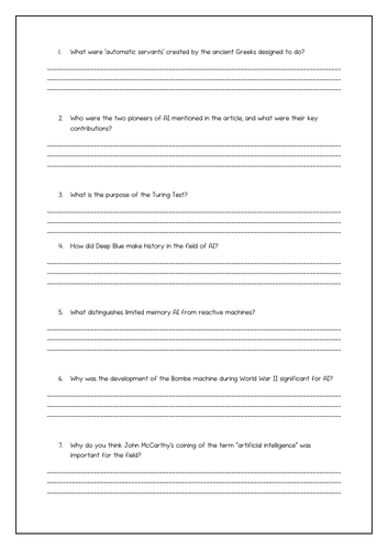 Artificial Intelligence Reading Comprehension | Teaching Resources Artificial Intelligence Reading Comprehension | Teaching Resources