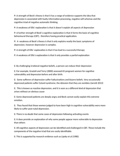 AQA A Level Psychology - Psychopathology - Cognitive approach to ...