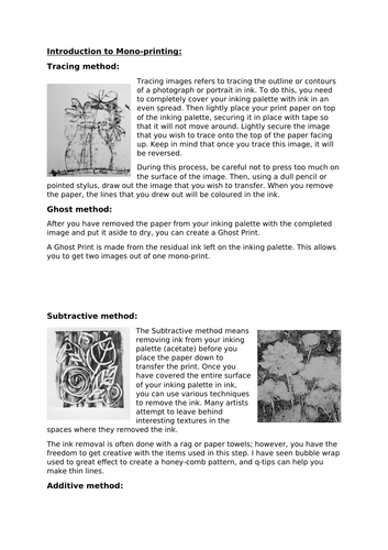 Printmaking L2 - Monoprinting (KS2 Art and Design) | Teaching Resources