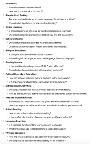 Education & learning (EFL DEBATE PROMPTS) | Teaching Resources