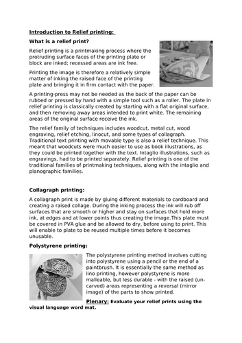 Printmaking L4 - Polystyrene Relief (KS2 Art and Design) | Teaching ...