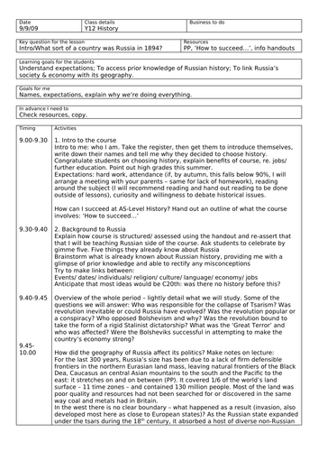 Tsarist Russia and the Communist Revolution Pre Course Reading ...