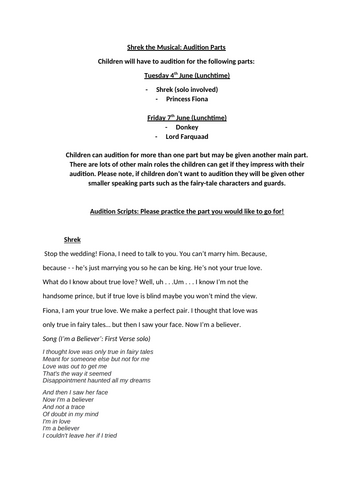Shrek the Musical | Teaching Resources