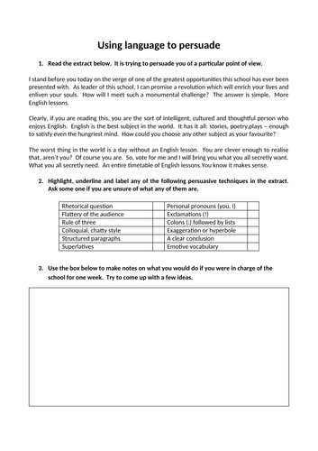 Persuasive writing worksheet | Teaching Resources