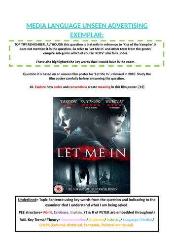 EDUQAS 2024 ONWARDS A2 COMP 1, ADVERTISING REMASTERED : MEDIA LANGUAGE IN 'KISS OF THE VAMPIRE ...