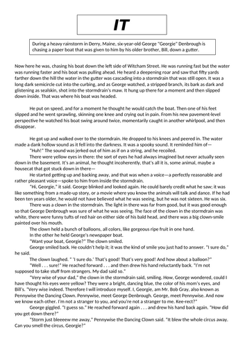 AQA English Language Paper 1 - 'IT' by Stephen King - Qs 4 & 5 ...