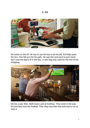 Comprehension Entry 1 Short One Syllable Words | Teaching Resources