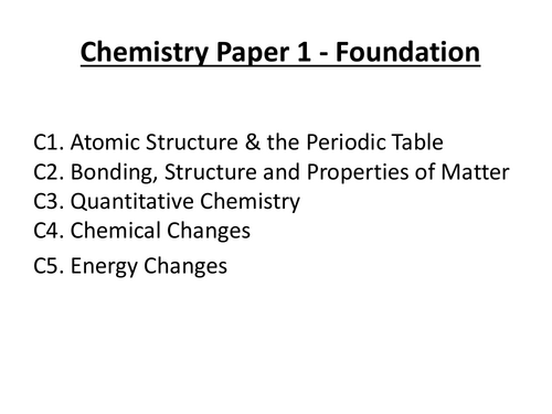 AQA COMBINED SCIENCE - CHEMISTRY PAPER 1 FOUNDATION | Teaching Resources