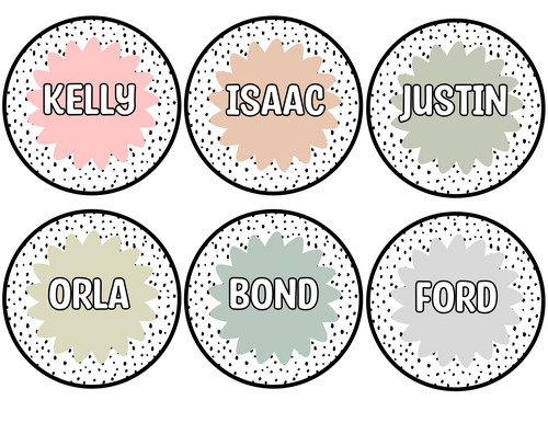 Printable Boho Neutral Spotty Student Name Labels, Cubbies Labels, Bin ...