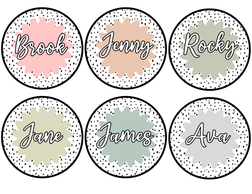 Printable Boho Neutral Spotty Student Name Labels, Cubbies Labels, Bin ...