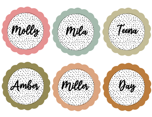 Printable Boho Neutral Spotty Student Name Labels, Cubbies Labels, Tub ...