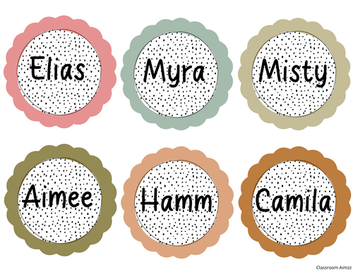 Printable Boho Neutral Spotty Student Name Labels, Cubbies Labels, Tub ...