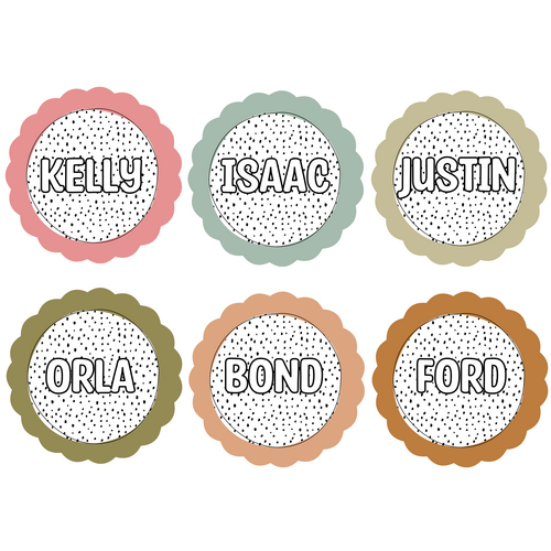 Printable Boho Neutral Spotty Student Name Labels, Cubbies Labels, Tub ...
