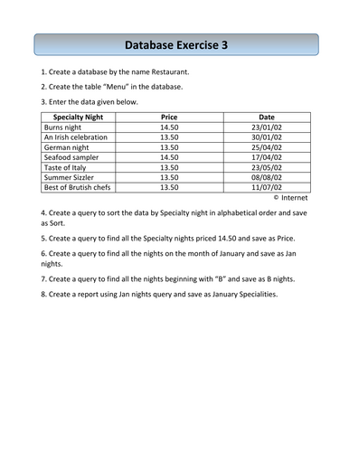 MS Access Basics - Worksheets | Teaching Resources MS Access Basics - Worksheets | Teaching Resources