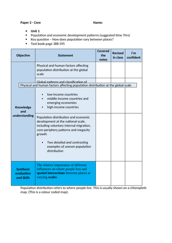 IB Geography Paper 2 Population and economic development students work ...