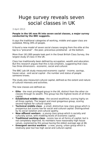 GCSE Sociology AQA Social Stratification Unit | Teaching Resources