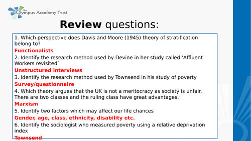 GCSE Sociology AQA Social Stratification Unit | Teaching Resources