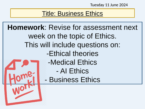 Ethics - Business Ethics: Lesson 4 Resource - Includes FREE revision ...