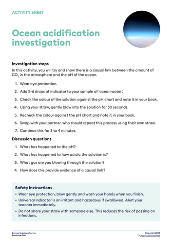 Ocean & Climate KS3 Ocean acidification | Teaching Resources