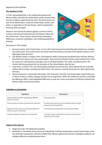 origins of Cold war OCR a level notes | Teaching Resources