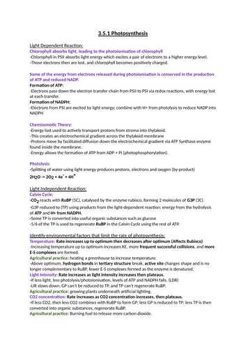 Full Marks Guide: AQA A Level Biology T5: Energy transfers in and ...