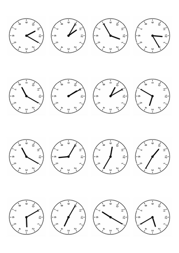 Clocks [5, 10, 20, 25 past and to] | Teaching Resources