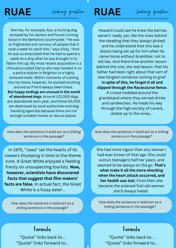 RUAE Revision Bookmarks | Teaching Resources