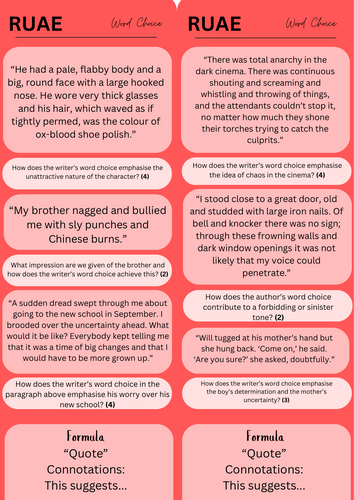 RUAE Revision Bookmarks | Teaching Resources