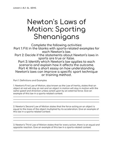 B.2. SL. Sports Science IB. New course. 11 hours, Lessons, Slides ...