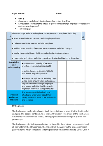 IBDP Geography Paper 2 Global Climate - Consequences of Global Climate ...