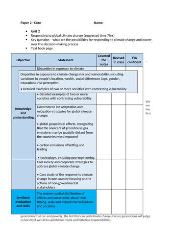 IBDP Geography Paper 2 Global Climate - Responding o Climate Change ...