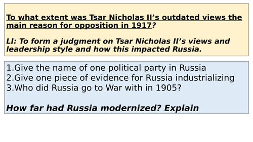 2N Revolution and dictatorship: Russia, 1917–1953 Tsar Nicholas II ...