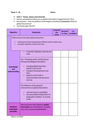 IBDP Geo - Paper 3 Human and physical influences on Global interactions ...