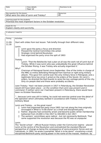 2N Revolution and dictatorship: Russia, 1917–1953 Role of Lenin in ...