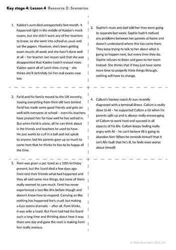 Dealing with loss and grief PSHE lesson | Teaching Resources