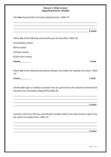 Element 1 Education & Early Years T level | Teaching Resources