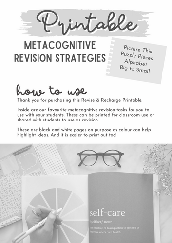 Metacognitive Revision Worksheets | Teaching Resources